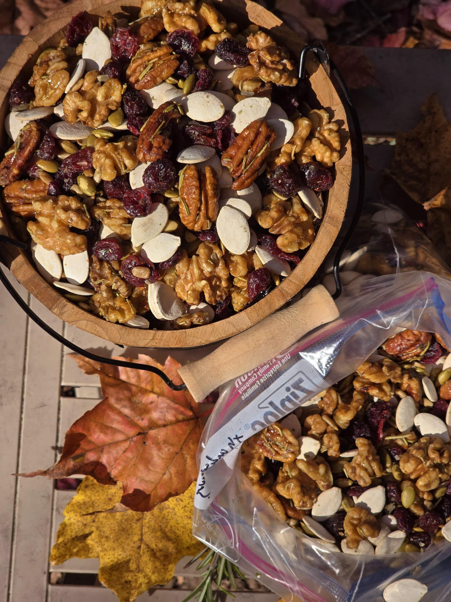 Thanksgiving Trail Mix Recipe [with Maple Rosemary Glazed Nuts!] - 2 ...